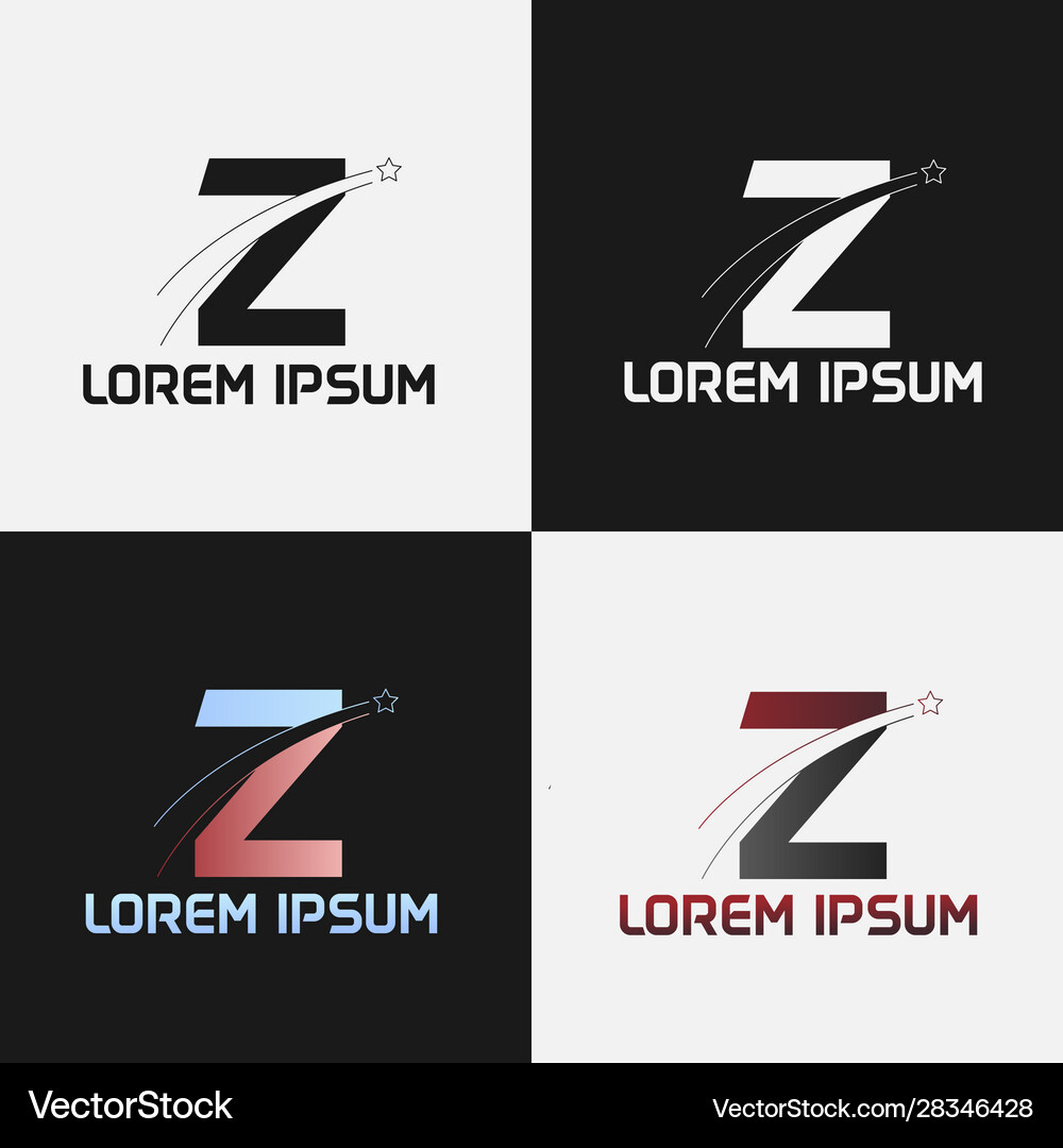 Initials letter z with road and star designs Vector Image