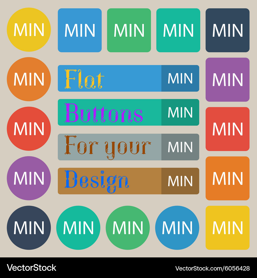 Minimum sign icon set of twenty colored flat round