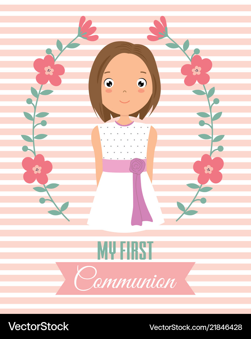 My first communion girl Royalty Free Vector Image
