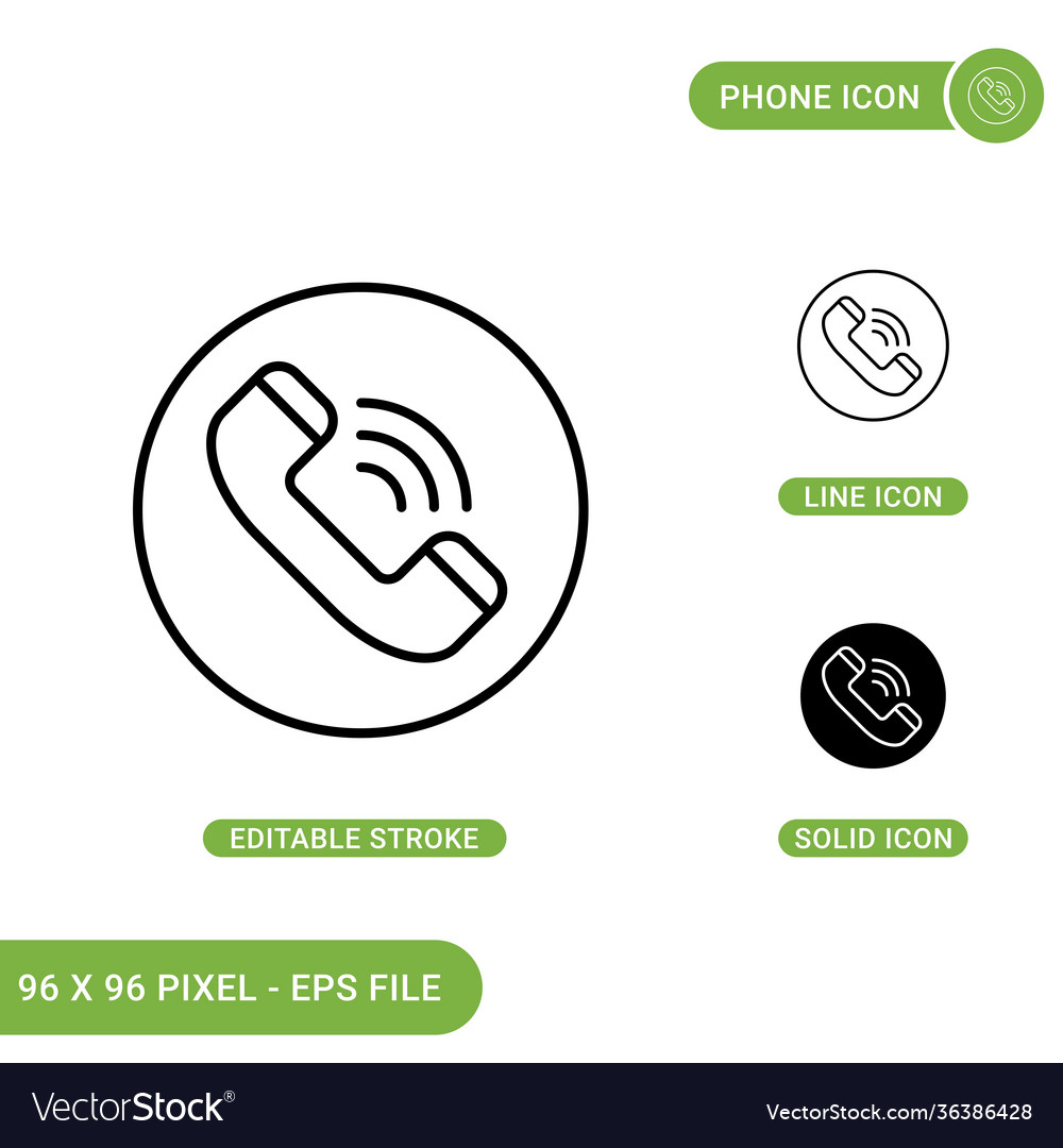 Phone icons set with solid icon line style Vector Image