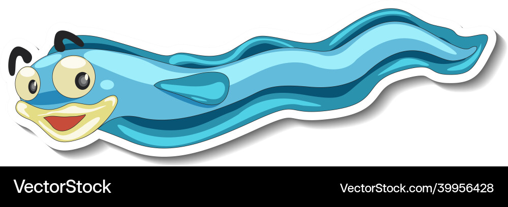 Sea eel animal cartoon sticker Royalty Free Vector Image