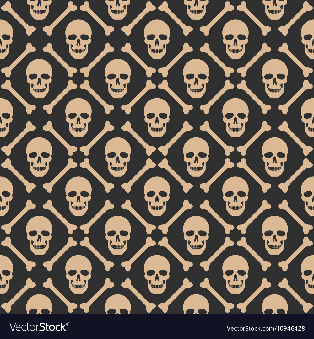 Skull seamless dark pattern Royalty Free Vector Image