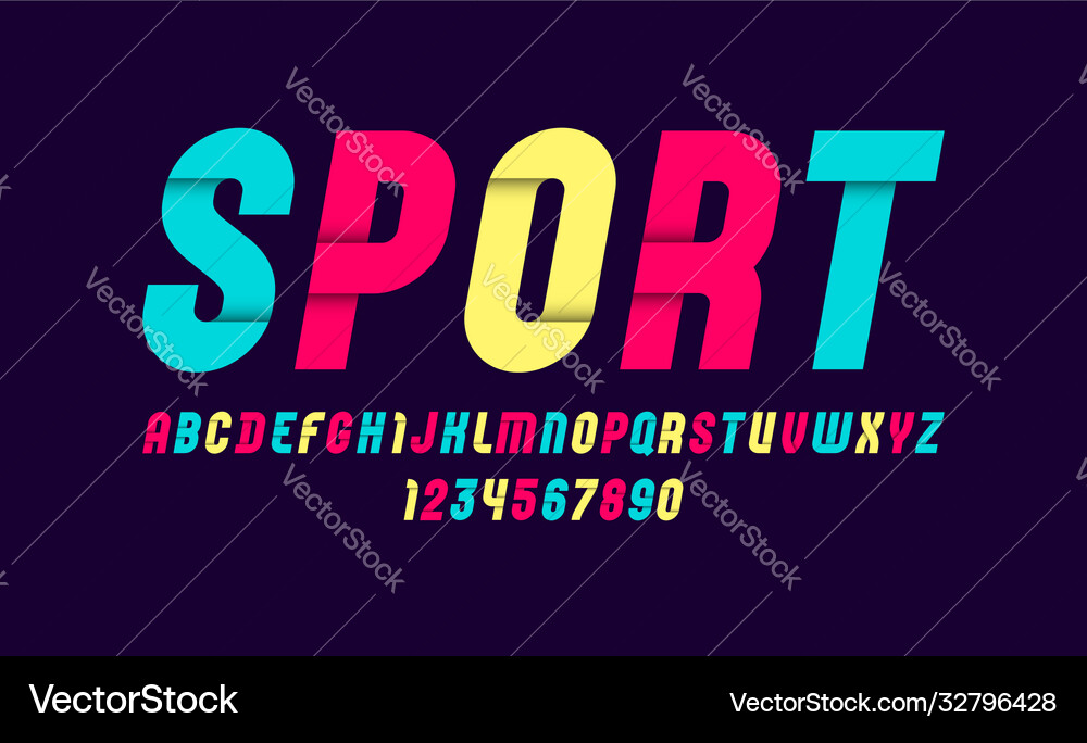 Sport color font bold stylized alphabet Royalty Free Vector
