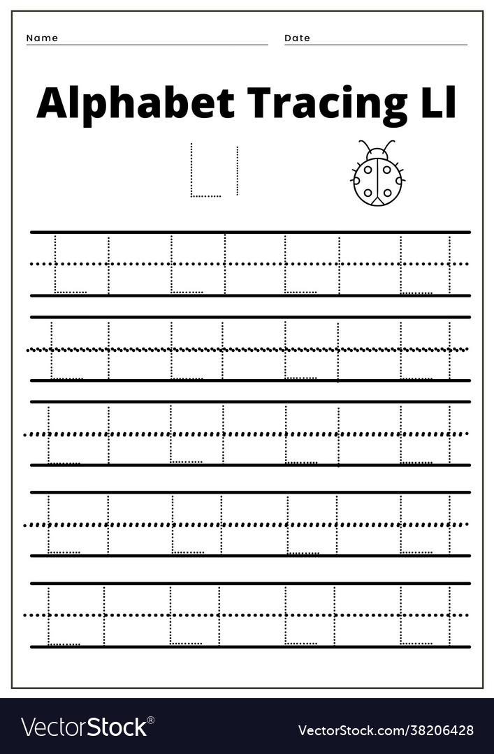 Tracing alphabet ll Royalty Free Vector Image - VectorStock