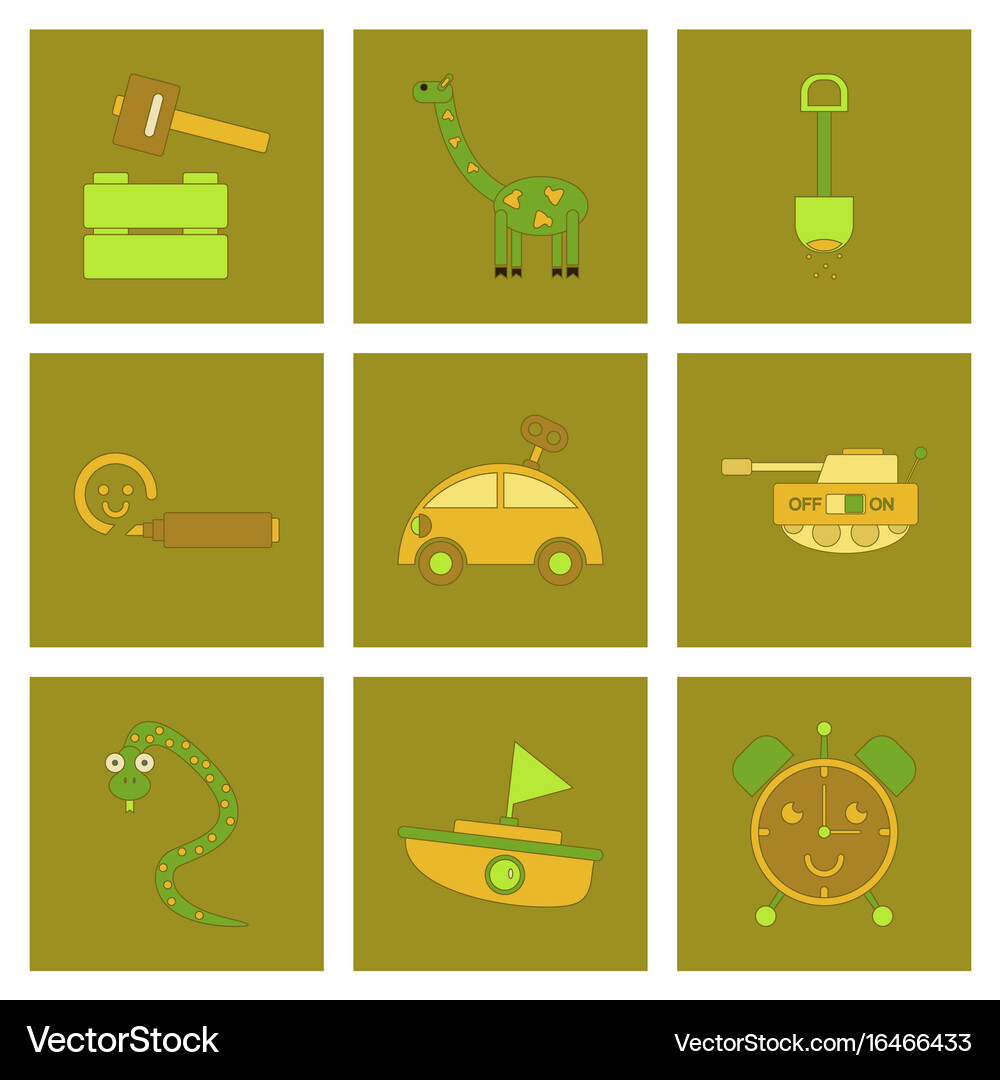 Assembly flat icons kids toys Royalty Free Vector Image