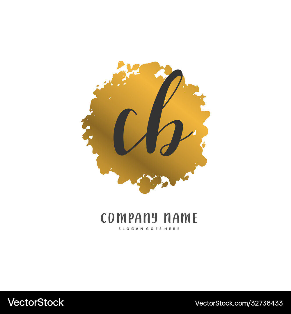 C b cb initial handwriting and signature logo Vector Image