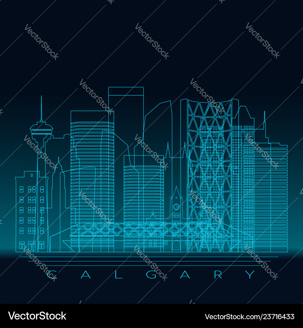 Calgary skyline detailed silhouette modern Vector Image