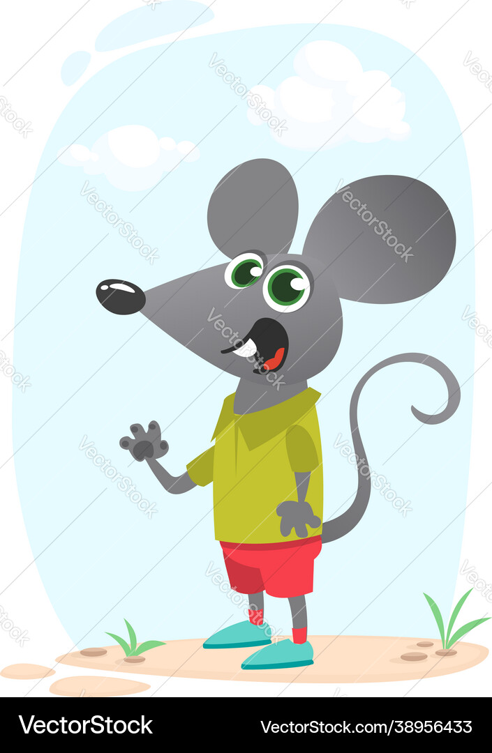 Cartoon funny and happy mouse standing Royalty Free Vector