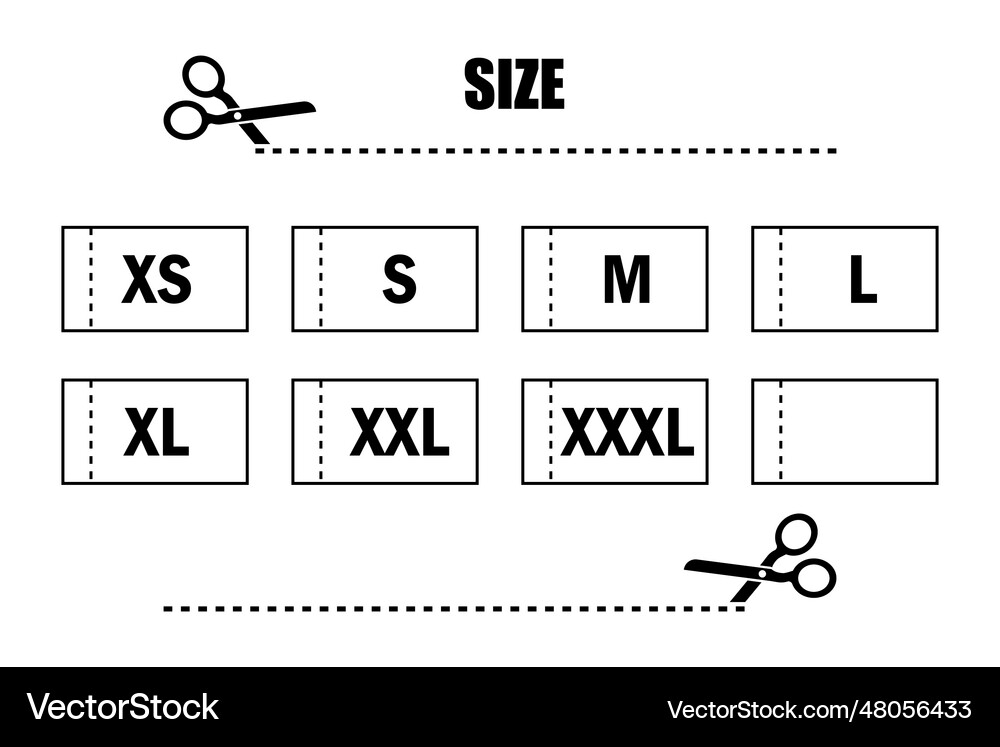Clothing sizes labels sizes icons Royalty Free Vector Image