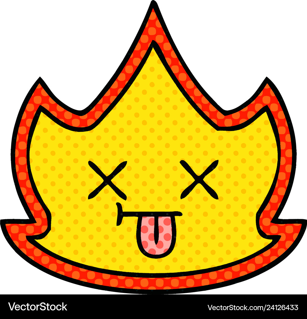 Comic book style cartoon fire Royalty Free Vector Image
