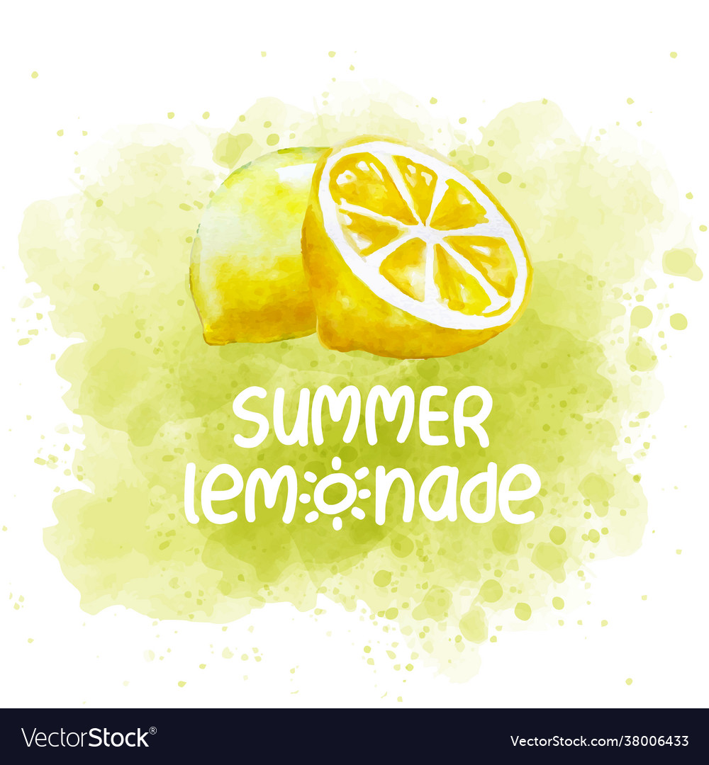 Fresh watercolor summer banner with lemon Vector Image