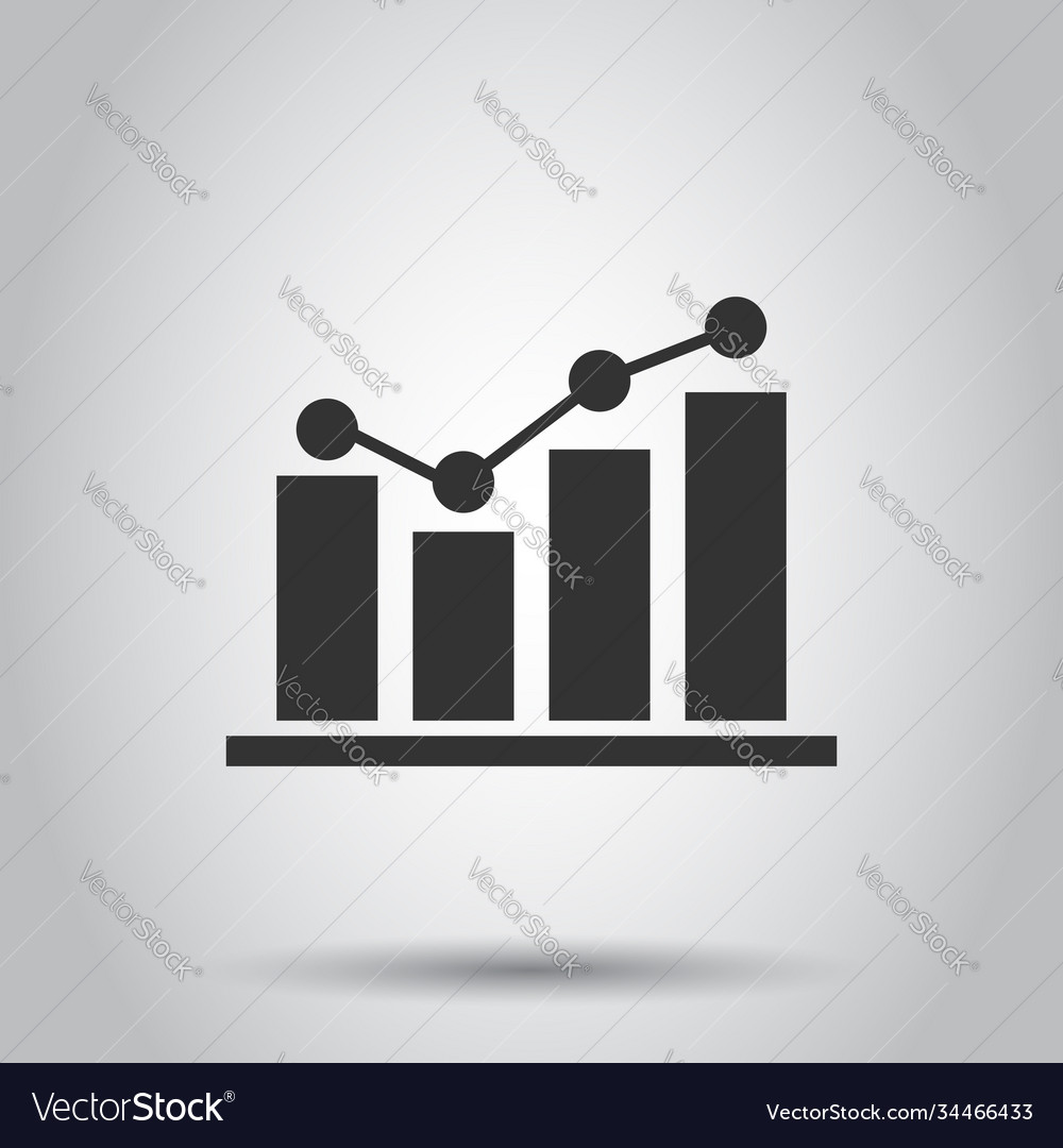 Growing bar graph icon in flat style increase Vector Image