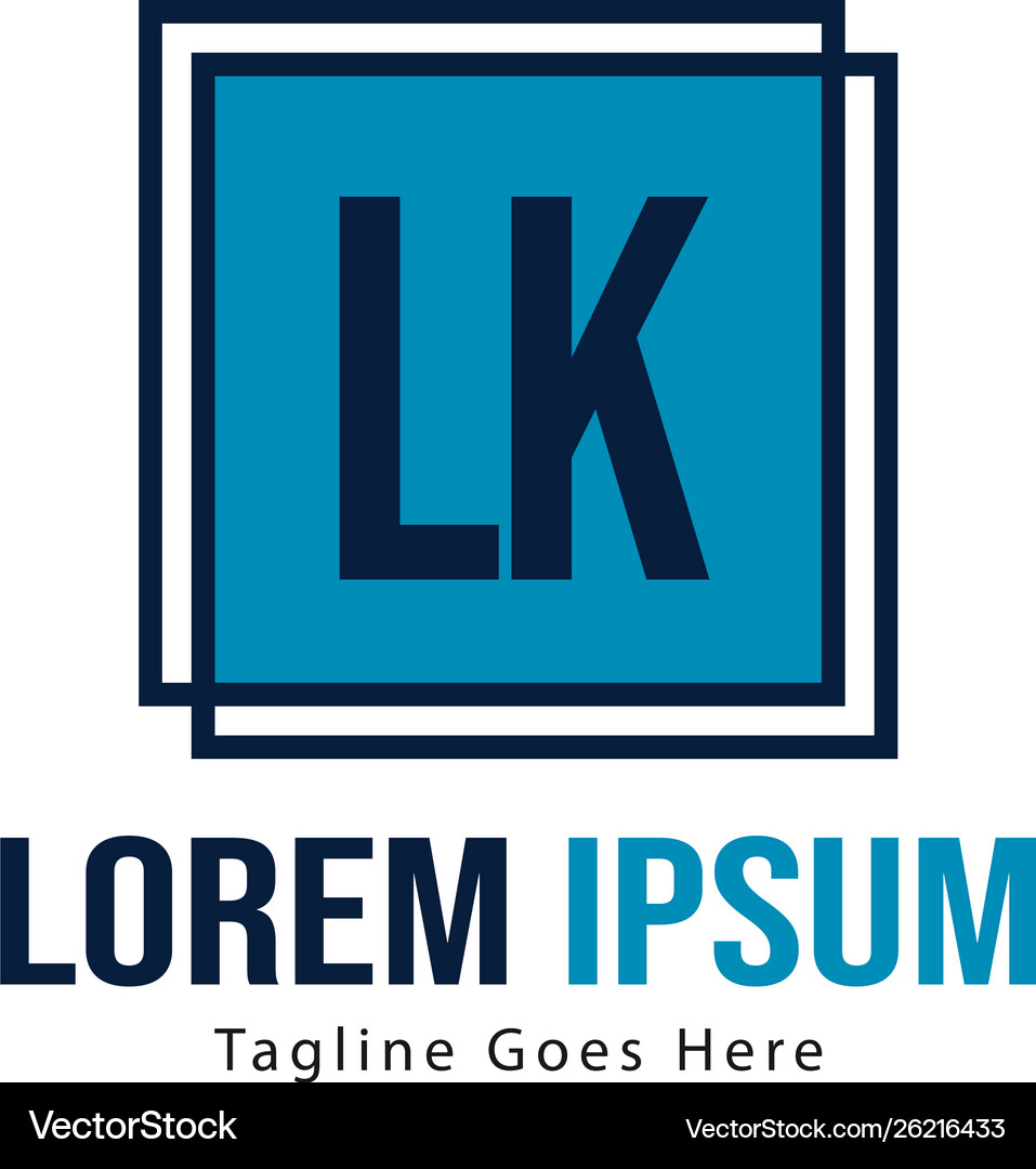 Initial lk logo template with modern frame Vector Image