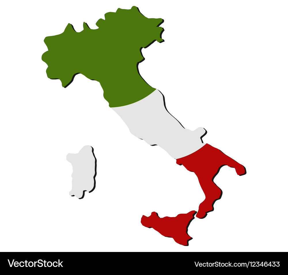 Map of italy with flag Royalty Free Vector Image
