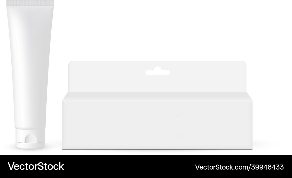 Plastic tube with horizontal paper box isolated Vector Image