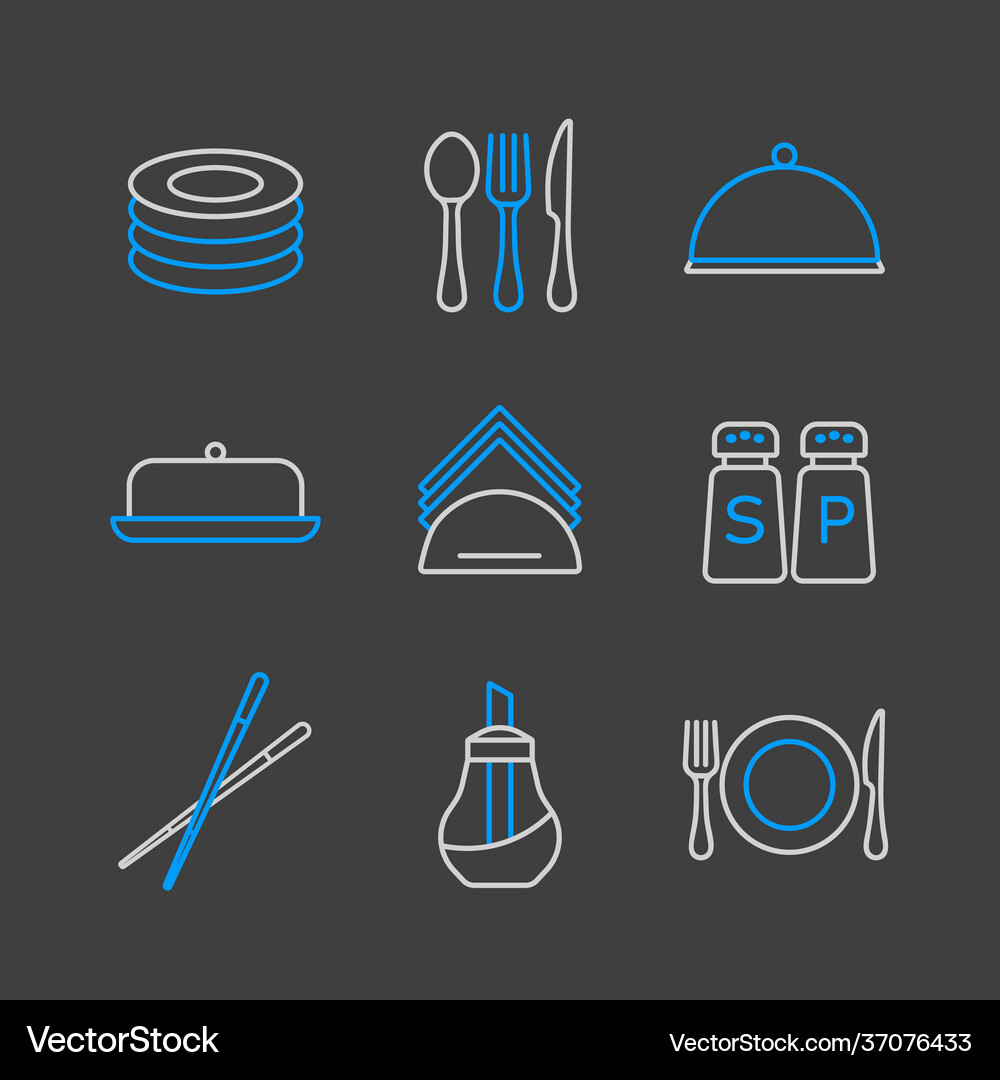 Restaurant icon set serving food sign Royalty Free Vector