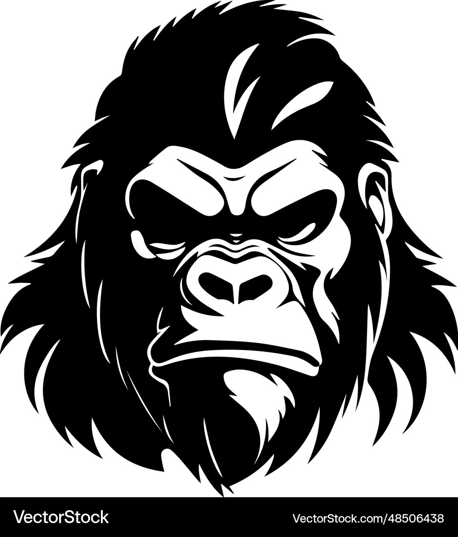 Black and white of a gorilla Royalty Free Vector Image