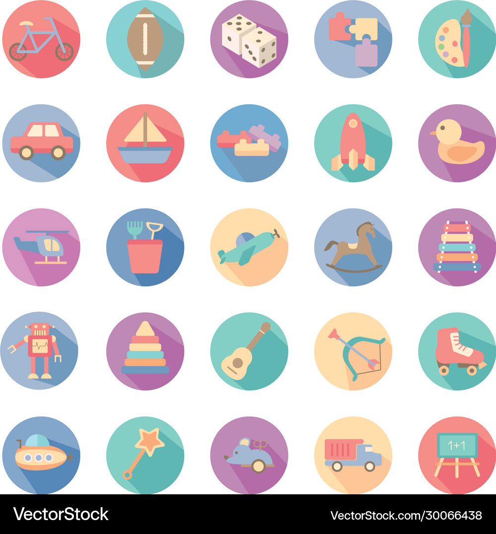 Bundle toys set icons Royalty Free Vector Image