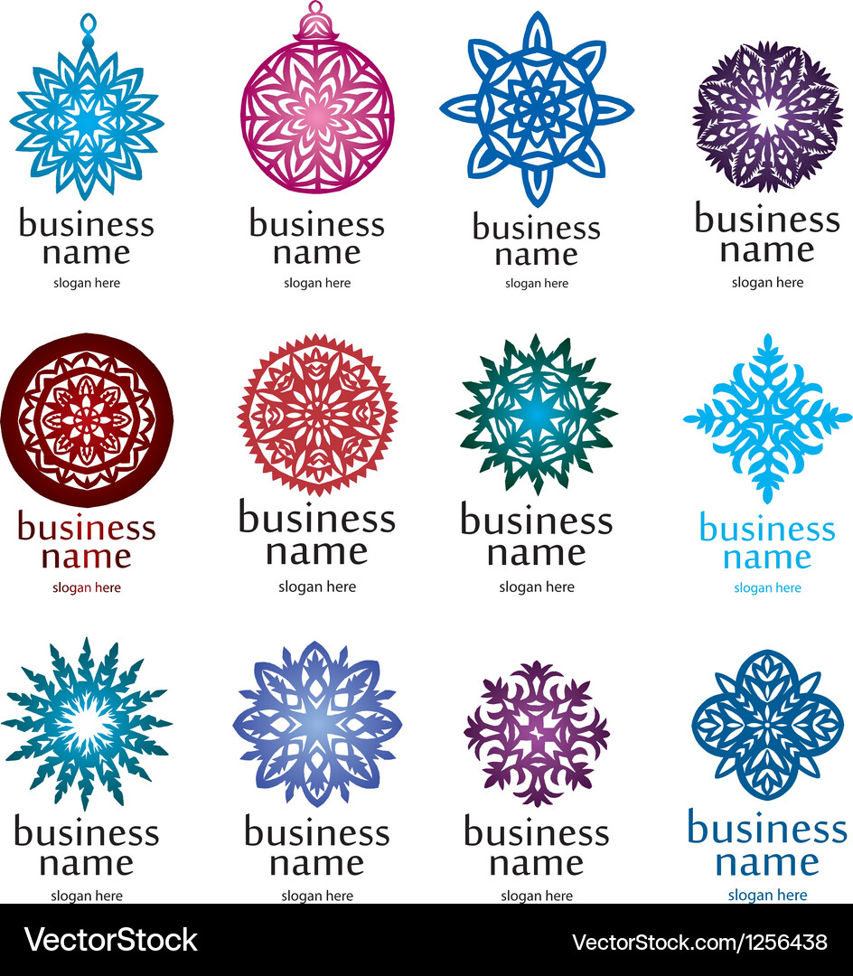 Christmas collection of logos Royalty Free Vector Image
