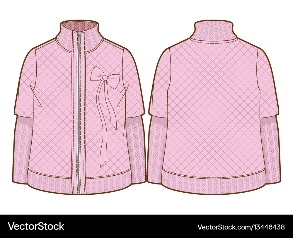 Cute pink quilted jacket with zipper closure Vector Image