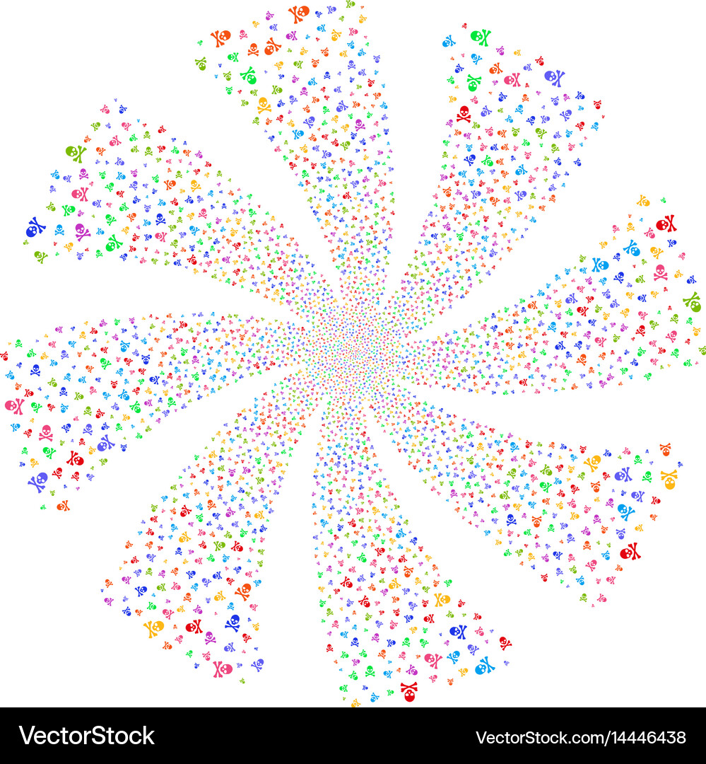 Death skull fireworks swirl rotation Royalty Free Vector