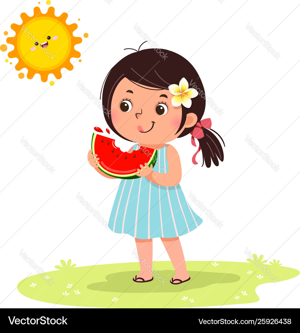 Girl with watermelon in Royalty Free Vector Image