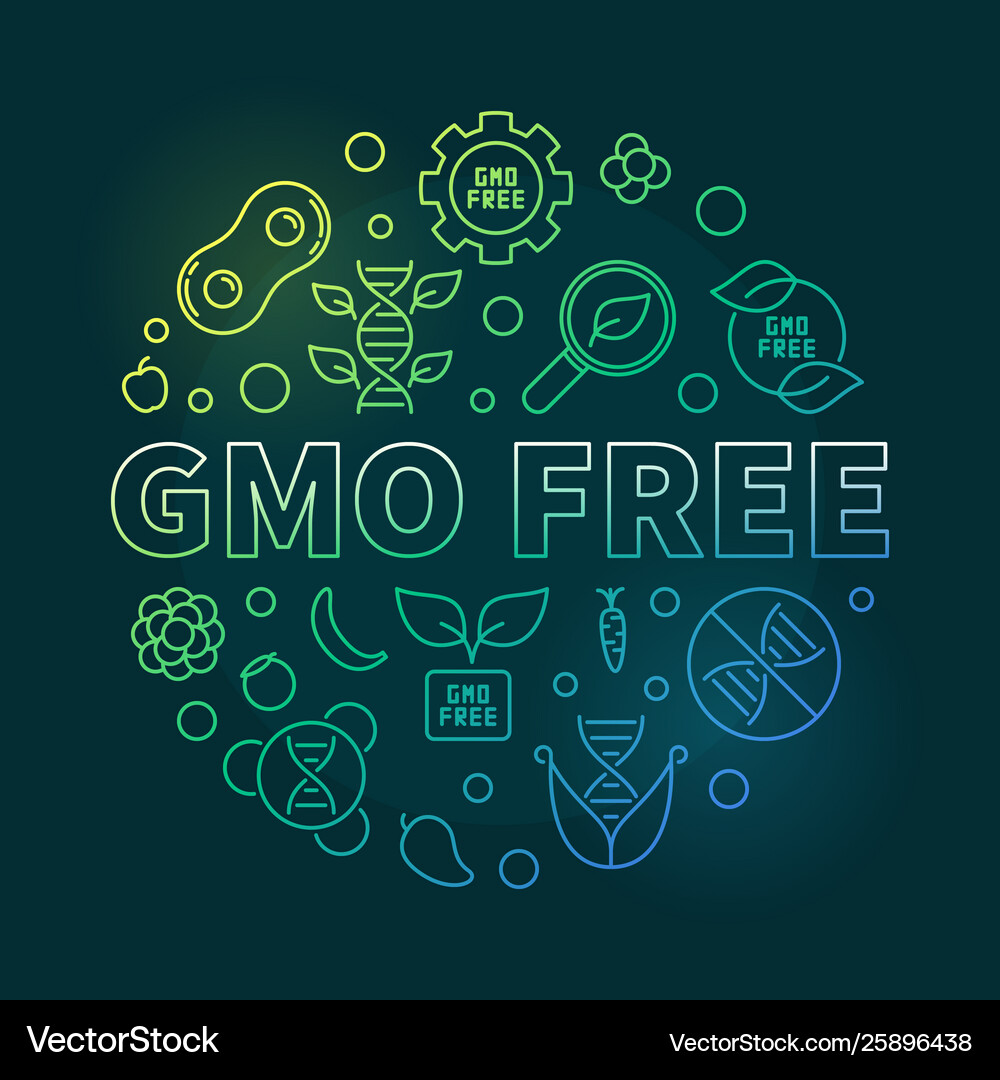 Gmo free round colorful outline Royalty Free Vector Image