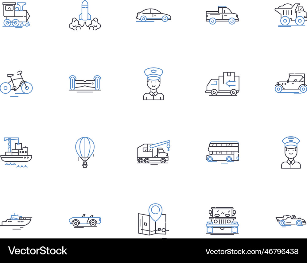 Haulage transfer line icons collection logistics Vector Image