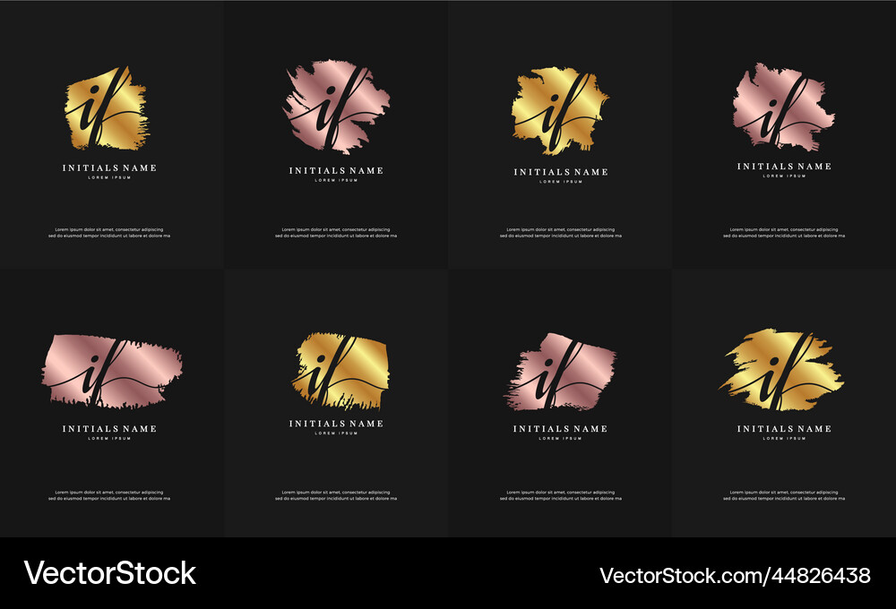 Initial letter if i f handwriting logo set design Vector Image