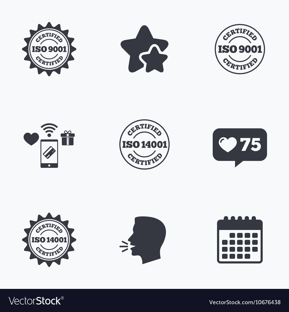 Iso 9001 and 14001 certified icon certification Vector Image