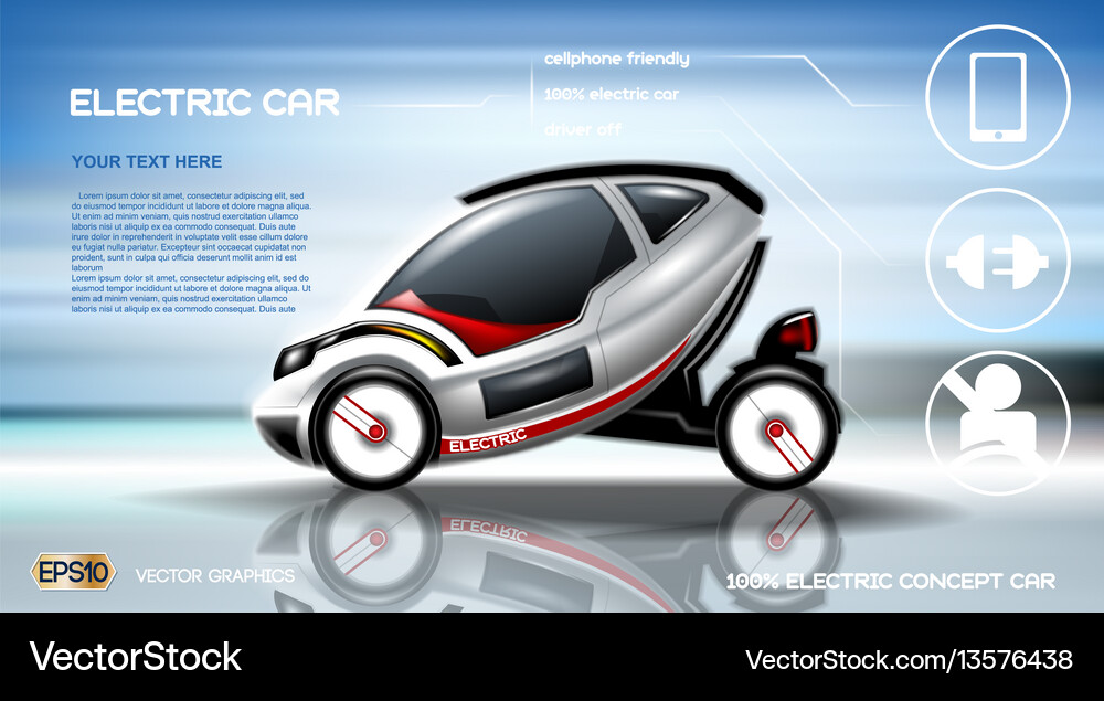Realistic 3d electric car infographic concept Vector Image