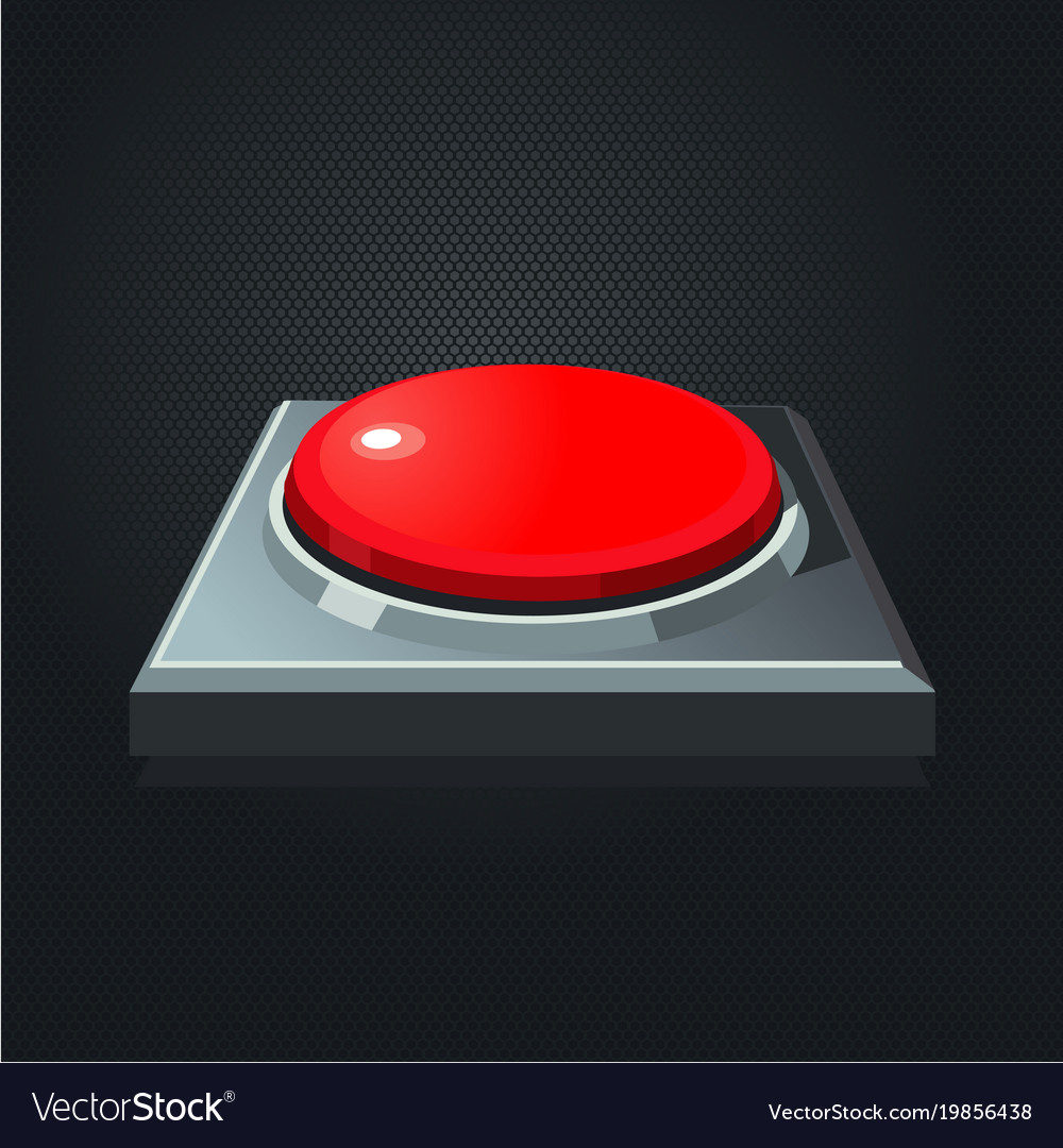 Realistic red button interface element Royalty Free Vector