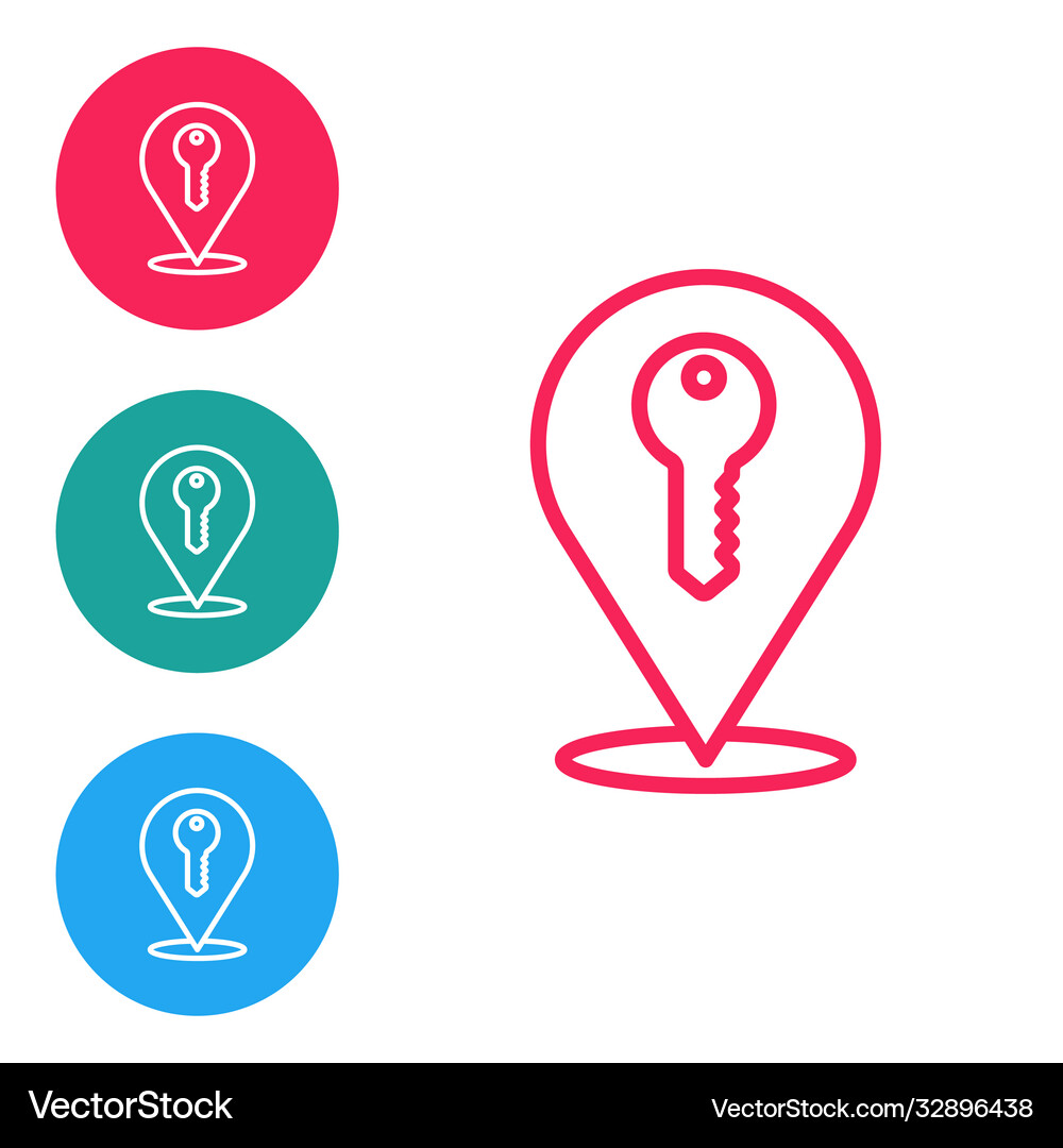 Red line location key icon isolated on white Vector Image