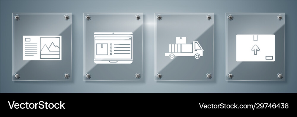 Set cardboard box with traffic symbol delivery Vector Image