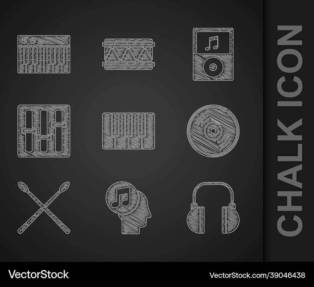Set music synthesizer musical note in human head Vector Image