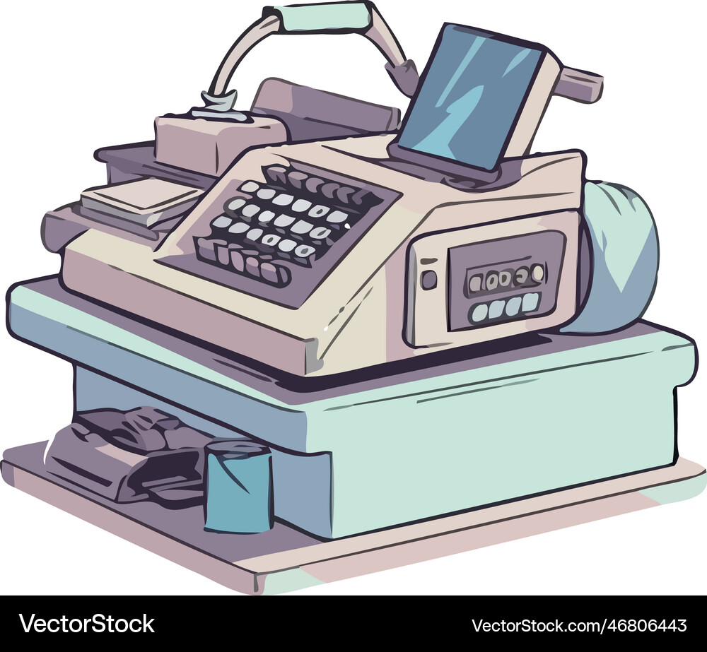 Cashier with monitor cashback function Royalty Free Vector