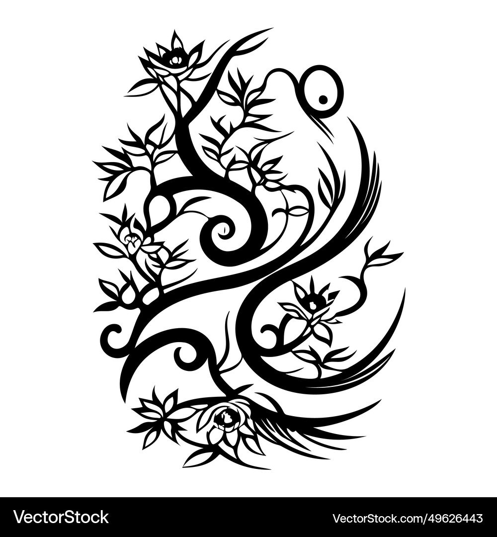 Chinese asian ornament design element black Vector Image