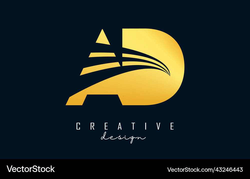 Creative golden letters ad a d logo with leading Vector Image
