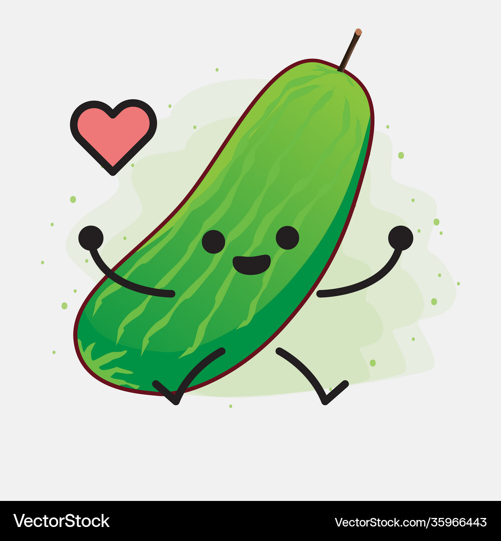 Cute cucumber fruit character Royalty Free Vector Image