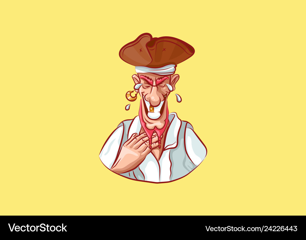 Emoji sticker captain mascot laugh Royalty Free Vector Image