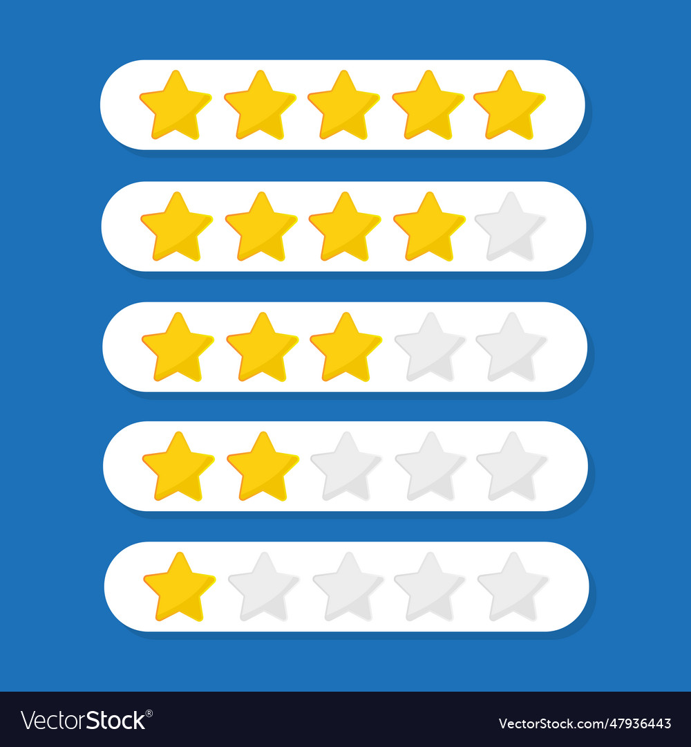 Five stars customer product rating review flat Vector Image Five stars customer product rating review flat Vector Image