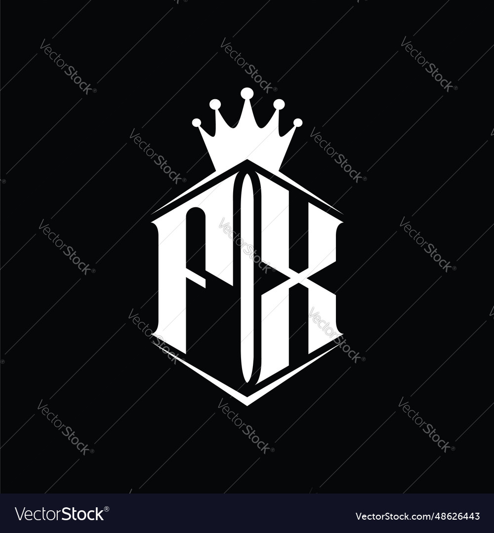 Fx letter logo monogram hexagon shield shape Vector Image