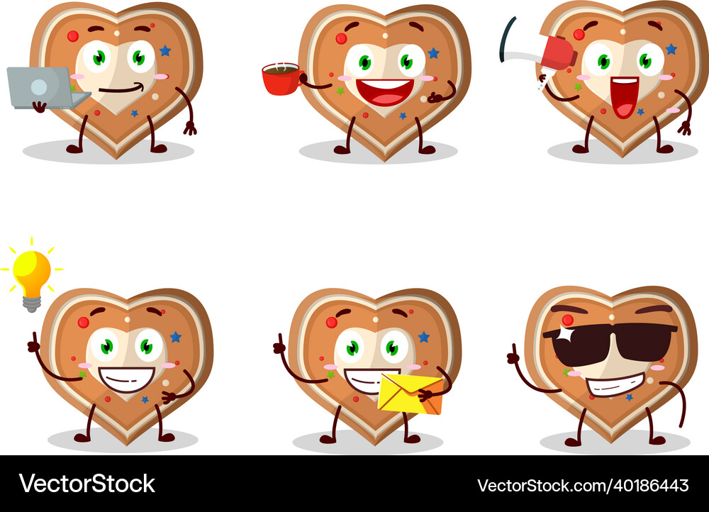 Gingerbread heart cartoon character with various Vector Image