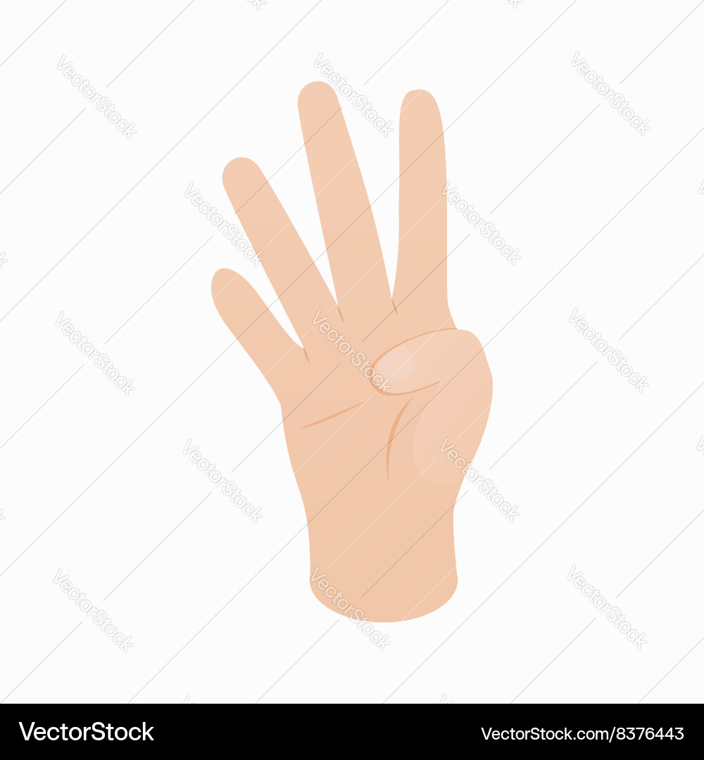 Hand showing number four icon isometric 3d style Vector Image