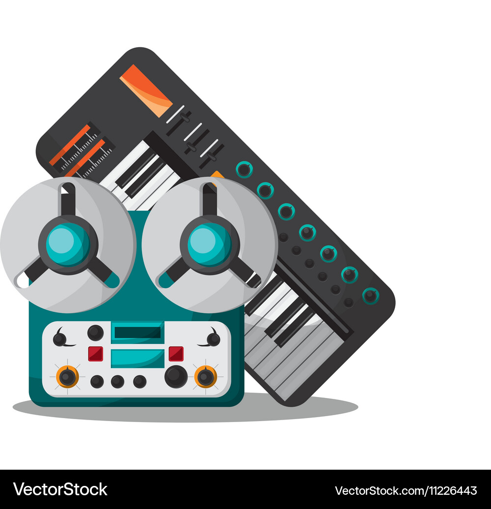 Recorder and piano instrument design Royalty Free Vector