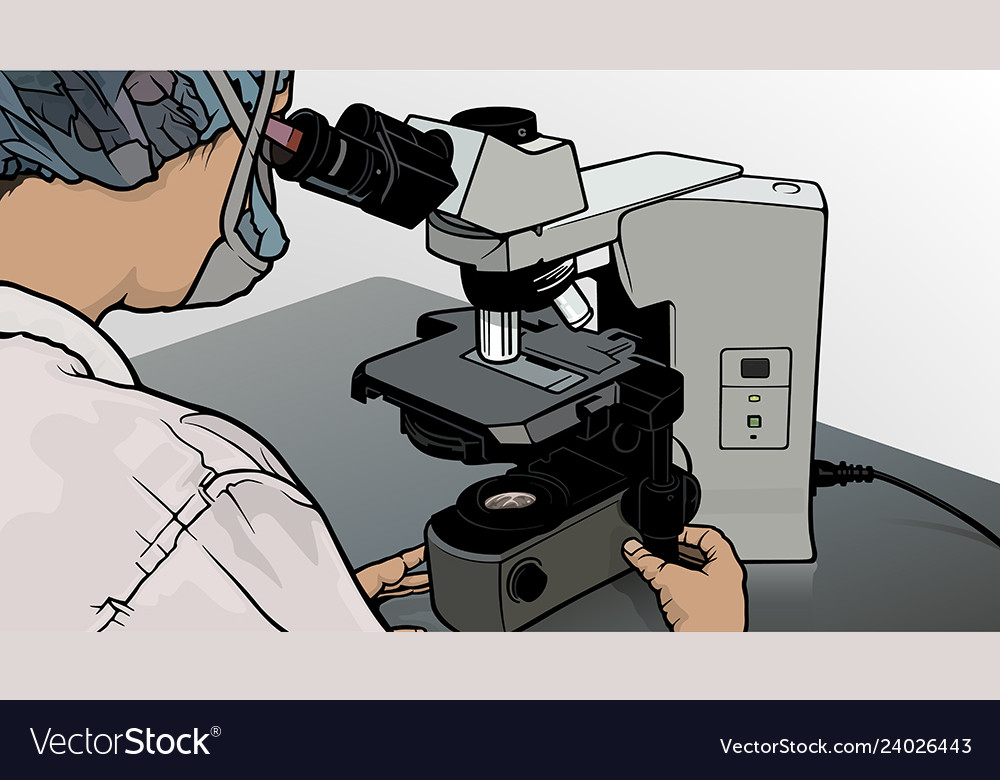 Scientist looking through a microscope Royalty Free Vector