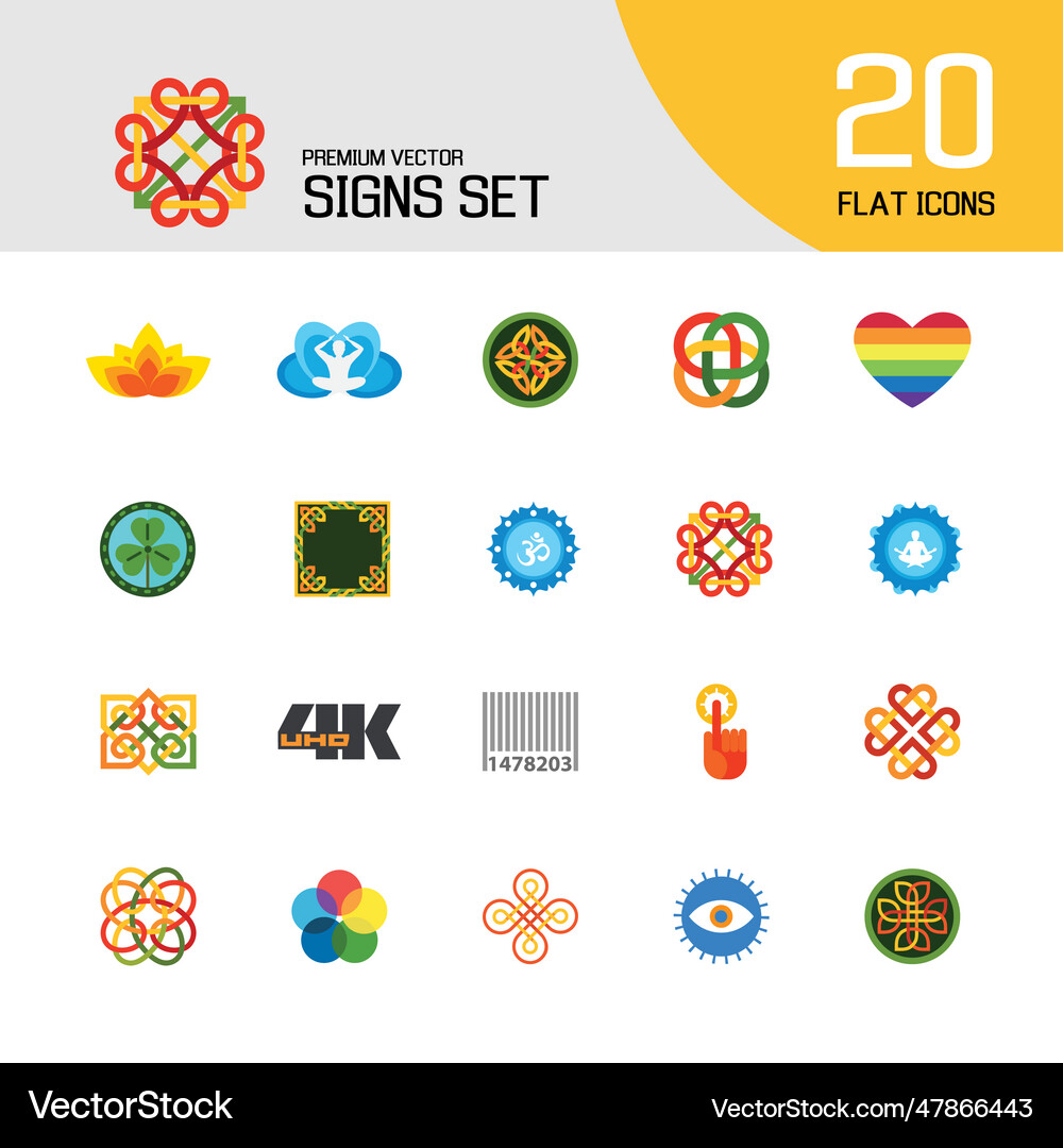 Signs flat icons set Royalty Free Vector Image