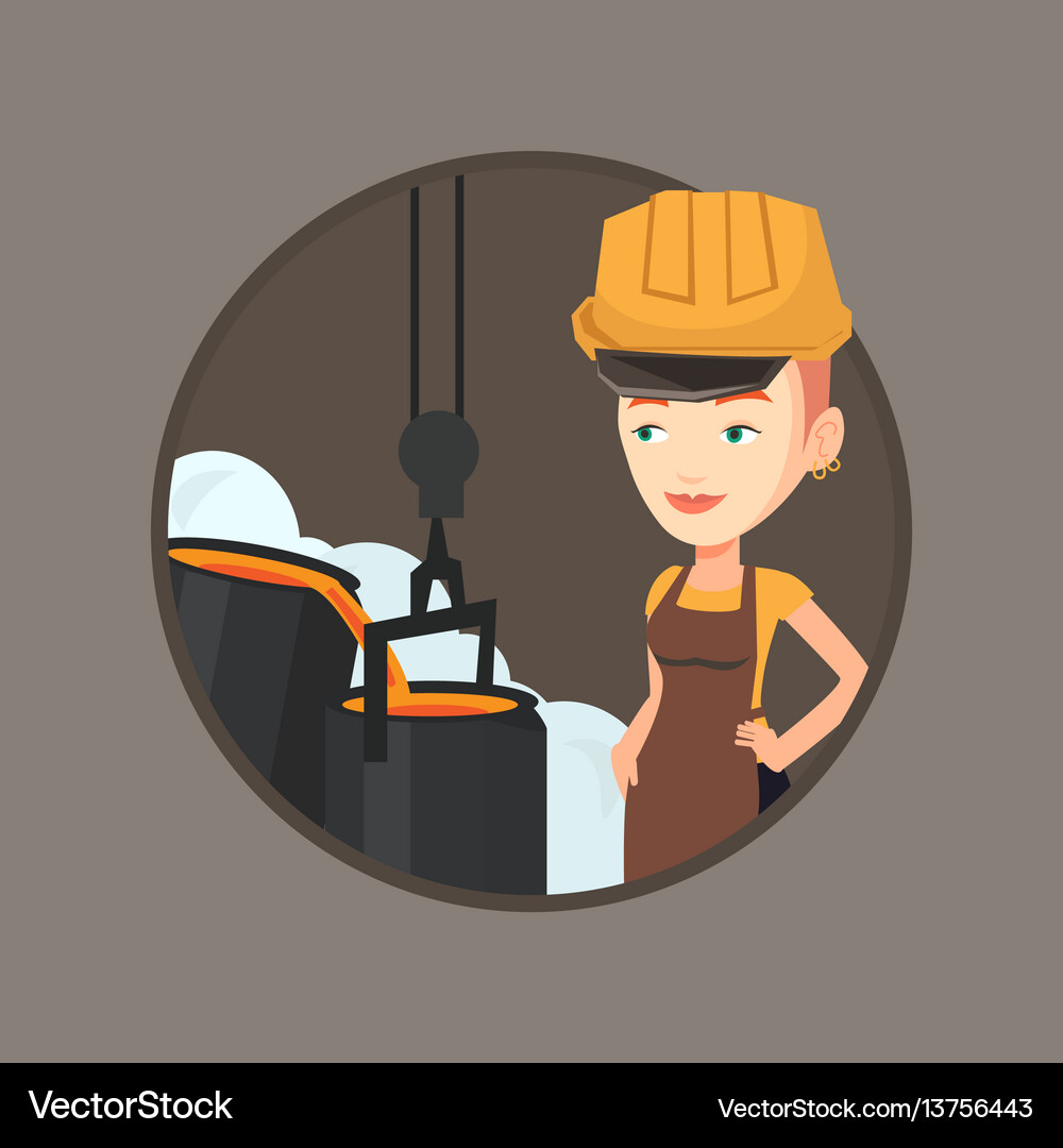 Steelworker in hardhat at work the foundry Vector Image