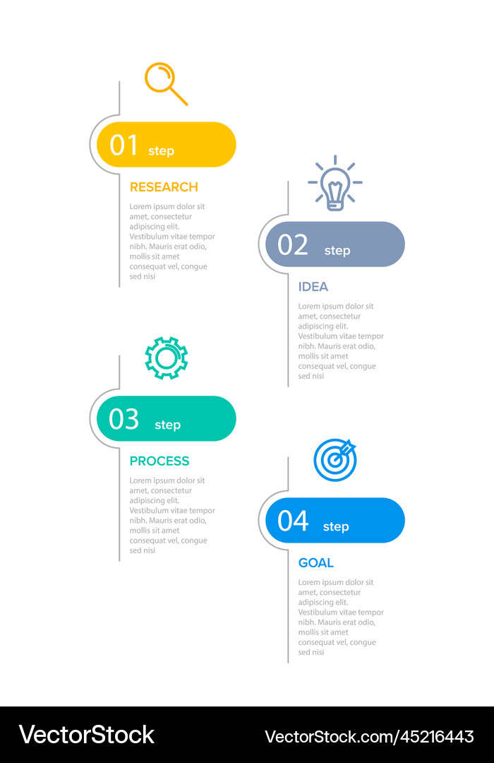 Vertical infographic design with icons and 4 Vector Image