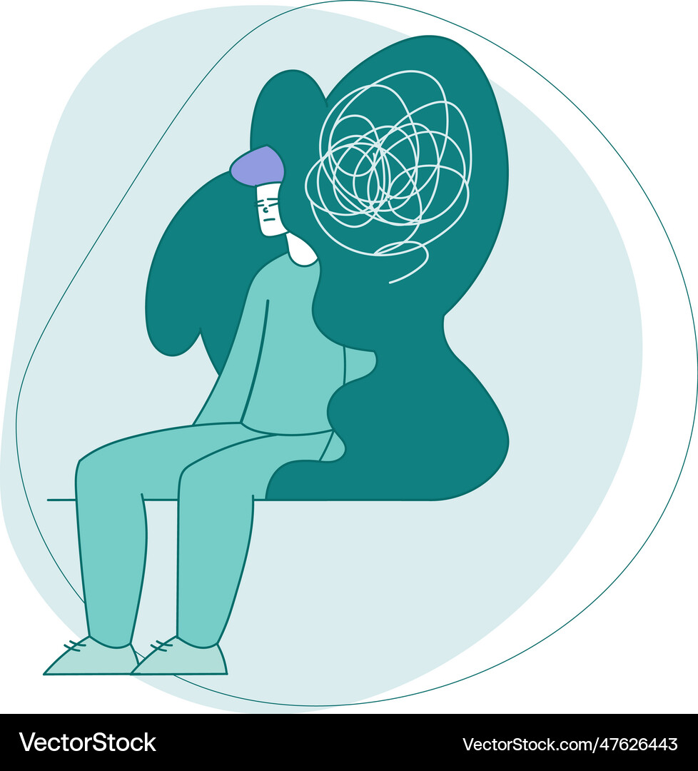 Young man suffering from fear sitting Royalty Free Vector
